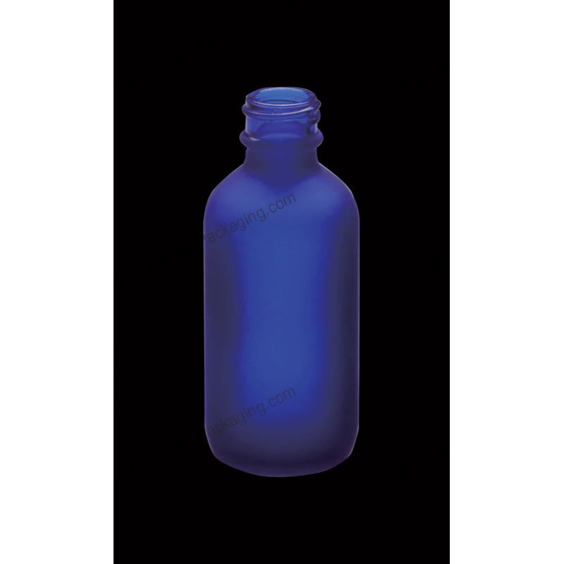 2oz Boston Round Frosted Cobalt Blue Glass Bottle